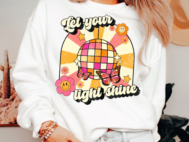 Let Your Light Shine PNG Disco Ball PNG Retro Sublimation - Etsy