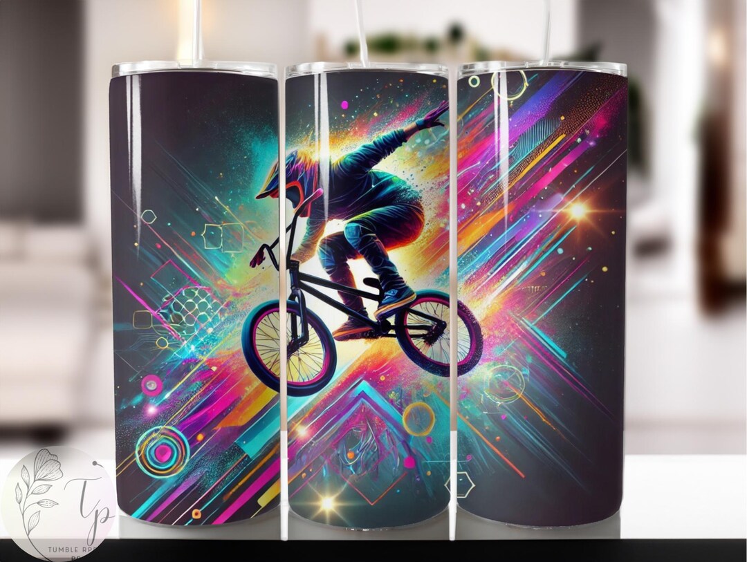 Seamless Graffiti BMX Bike 20oz Skinny Tumbler Sublimation Wrap,tumbler ...