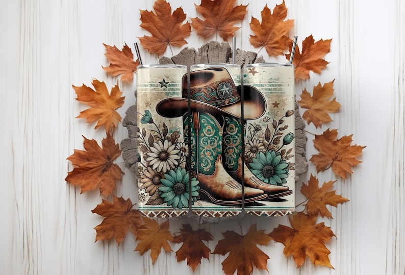 Cowboy Boots Tumbler Wrap: Western Floral Design (digital Download) - Etsy