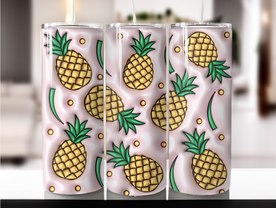 3D Inflated Pineapple 20oz Tumbler Wrap 20 Skinny Tumbler Wrap ...