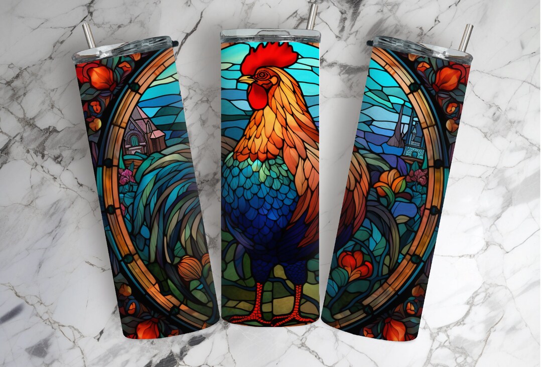 Cock Stained Glass 20oz Tumbler Wrap Sublimation Prints - Etsy