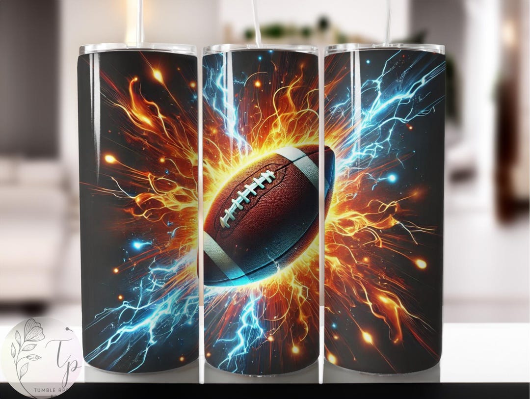 Football in Flames Tumbler Wrap: 20oz Skinny Design (digital Download ...