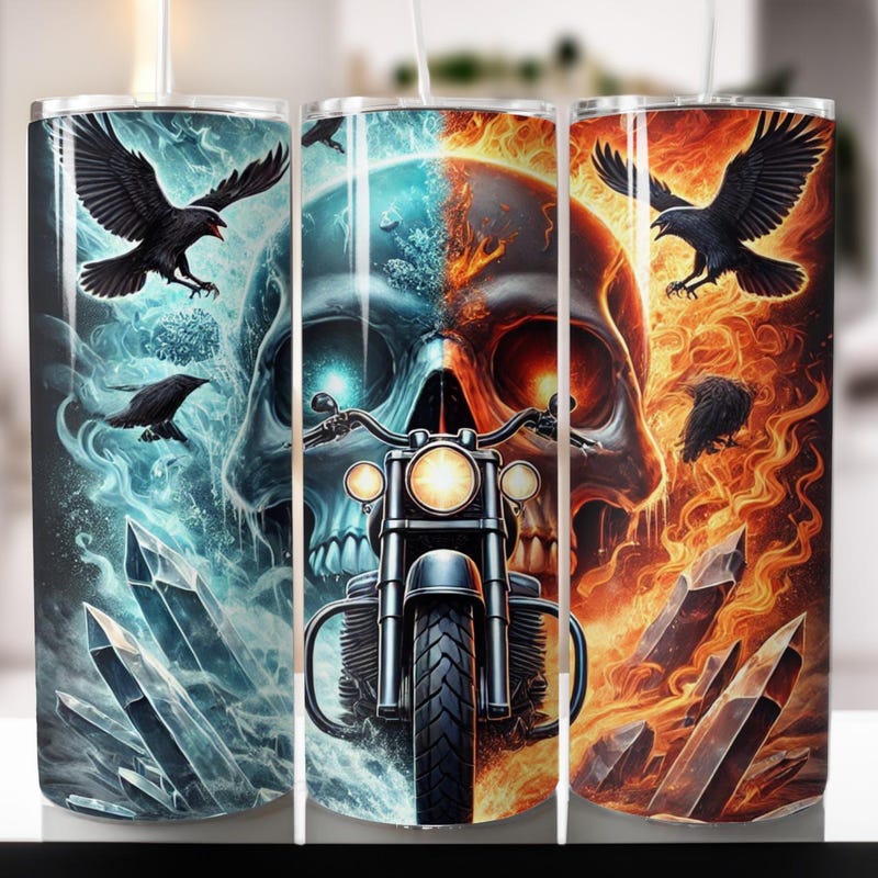 Skull Flames Biker Art - Etsy