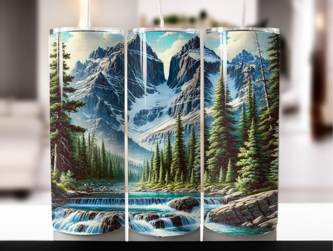 Nature Tumbler Wrap: Mountain River Scene PNG (digital Download) - Etsy