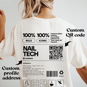 Personalized Nail Tech Shirt Custom QR Code Design Nail Artist Gift ...