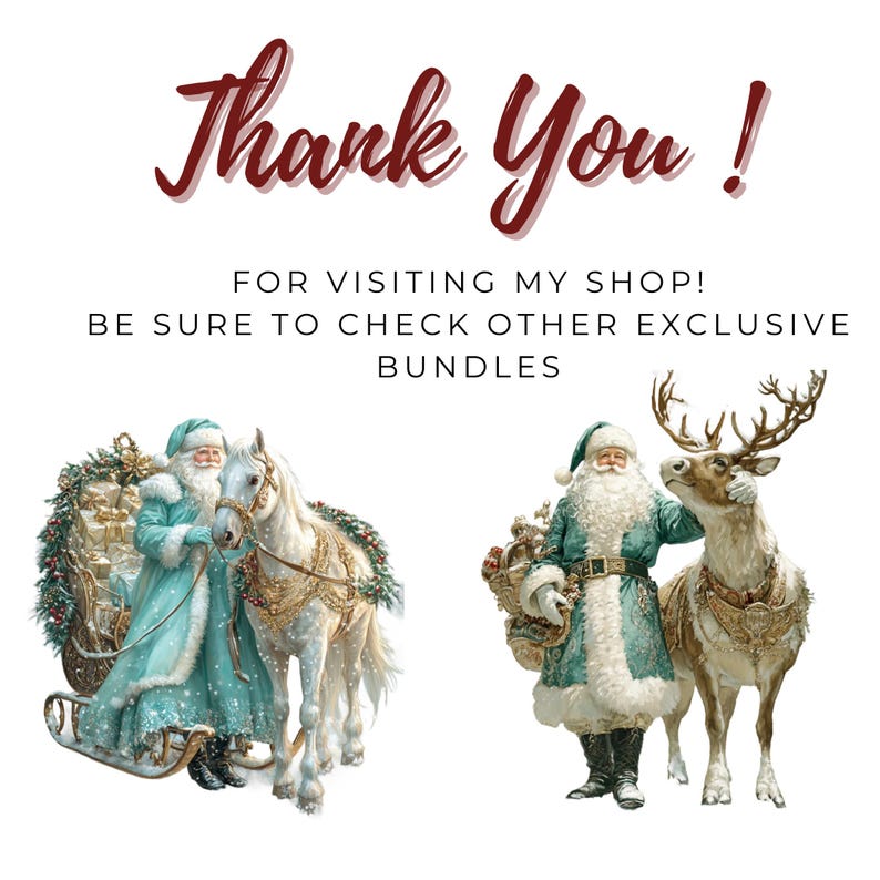 Red Gold Santa Christmas Scenes Clipart Bundle | Victorian Christmas ...