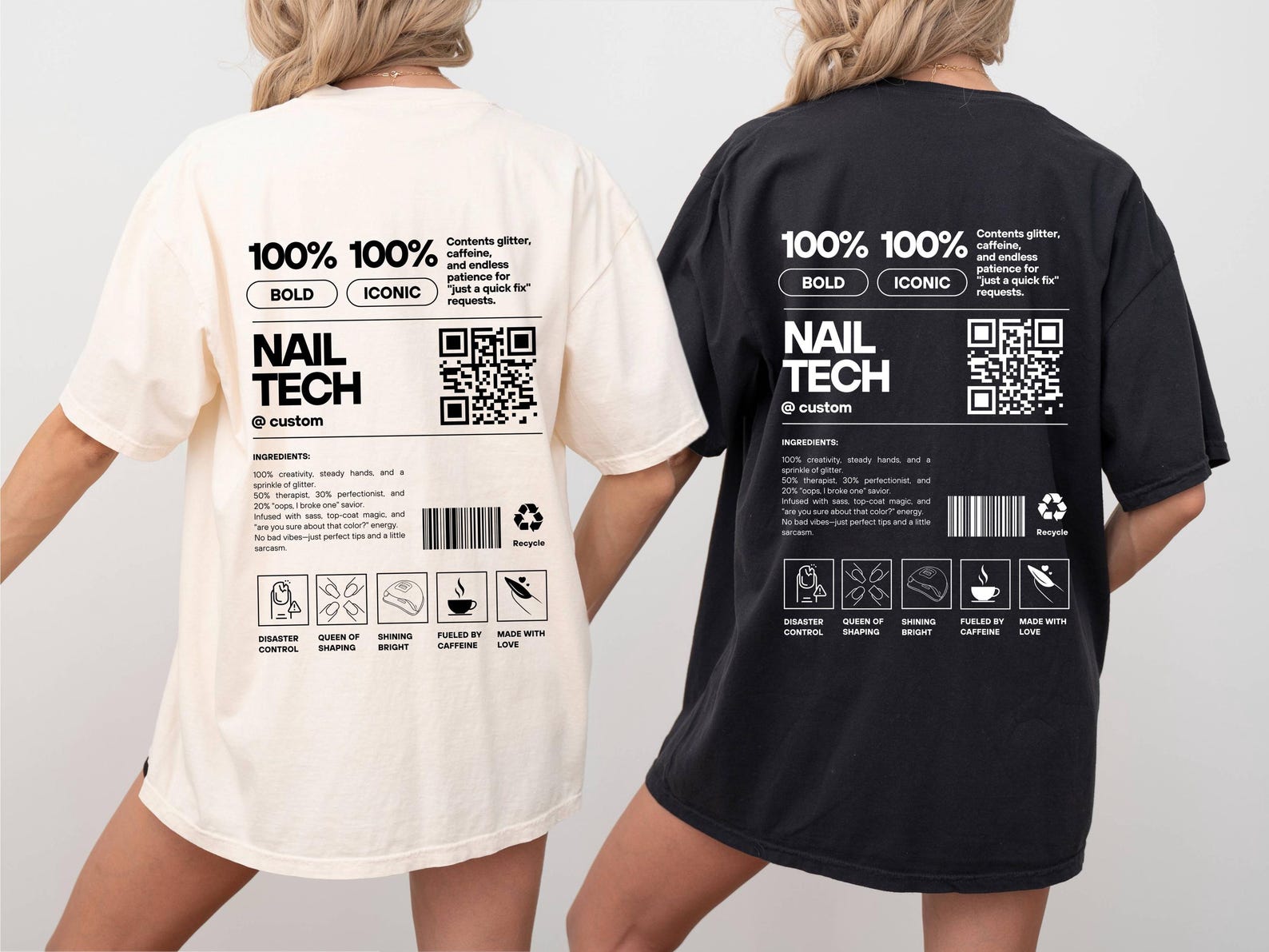 Personalized Nail Tech Shirt Custom QR Code Design Nail Artist Gift ...
