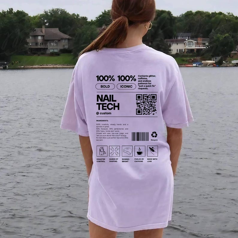 Personalized Nail Tech Shirt Custom QR Code Design Nail Artist Gift ...
