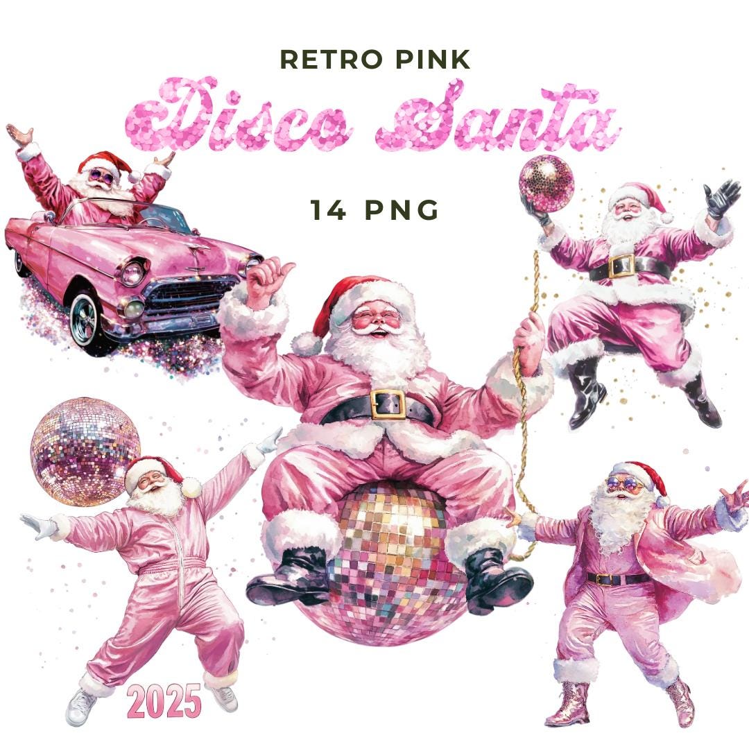 Disco Santa PNG, Dancing Santa Design, Cute Retro Santa Claus Clipart ...