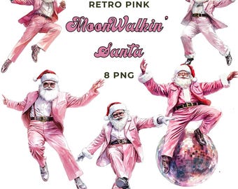 Disco Santa PNG, Dancing Santa Design, Cute Retro Santa Claus Clipart ...