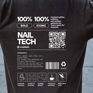 Personalized Nail Tech Shirt Custom QR Code Design Nail Artist Gift ...