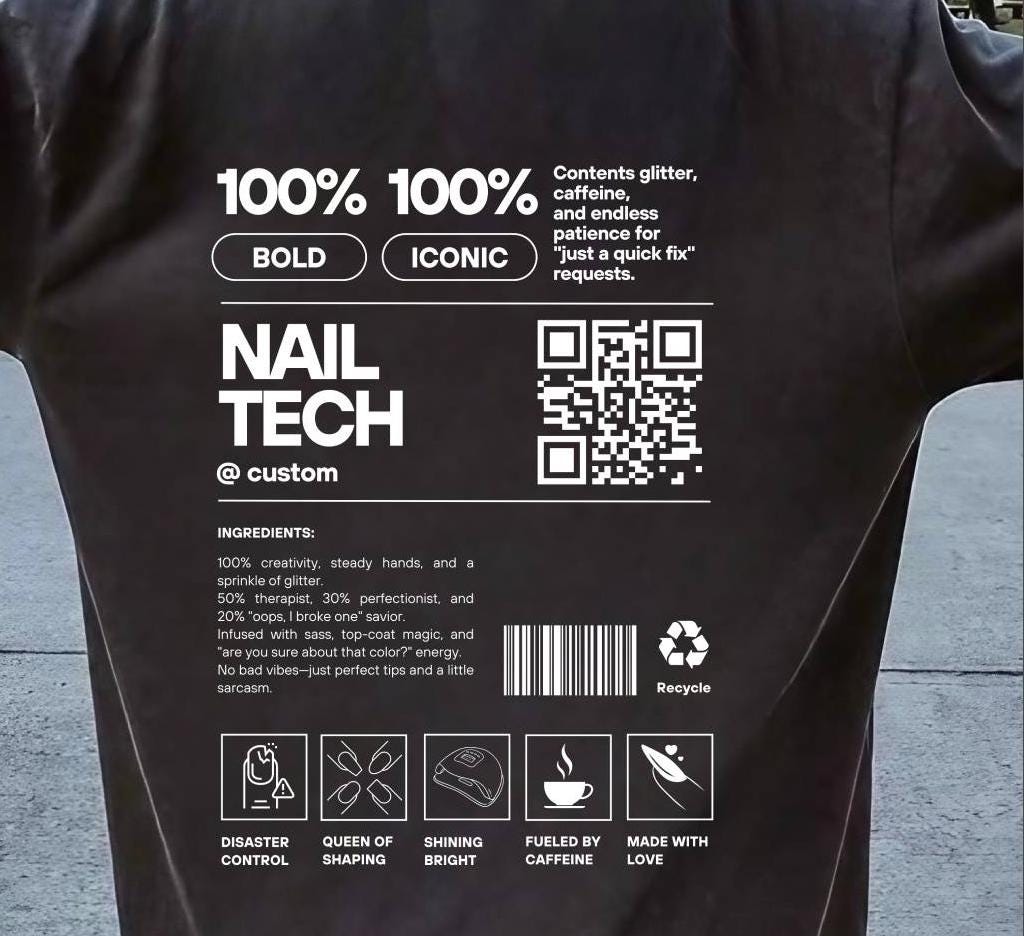 Personalized Nail Tech Shirt Custom QR Code Design Nail Artist Gift ...
