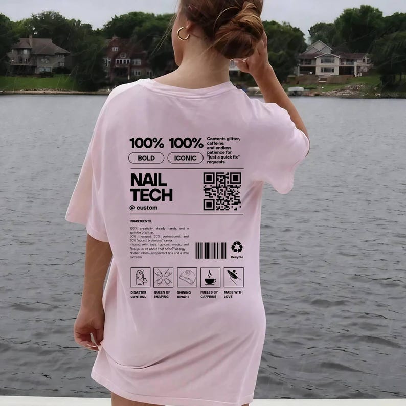 Personalized Nail Tech Shirt Custom QR Code Design Nail Artist Gift ...