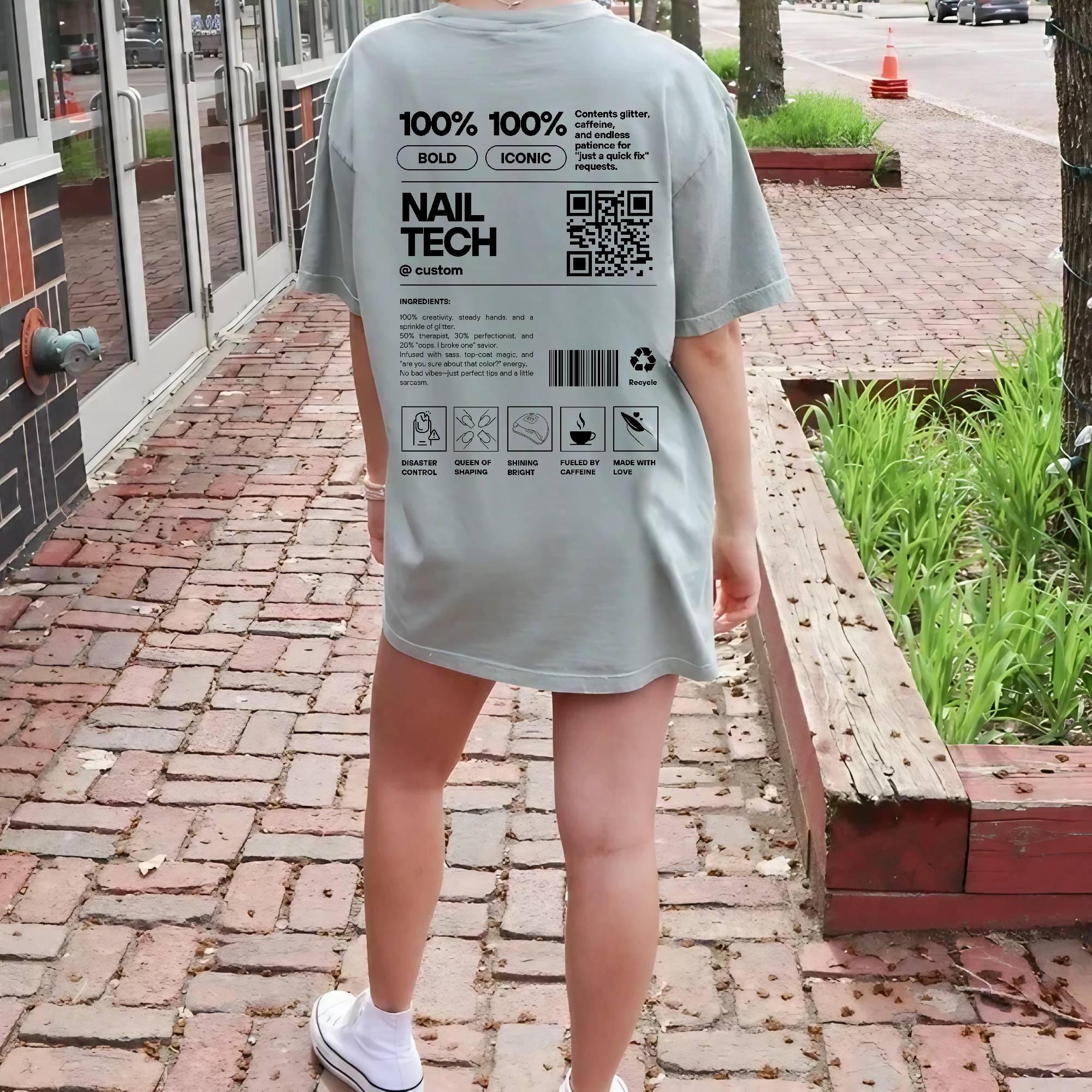 Personalized Nail Tech Shirt Custom QR Code Design Nail Artist Gift ...