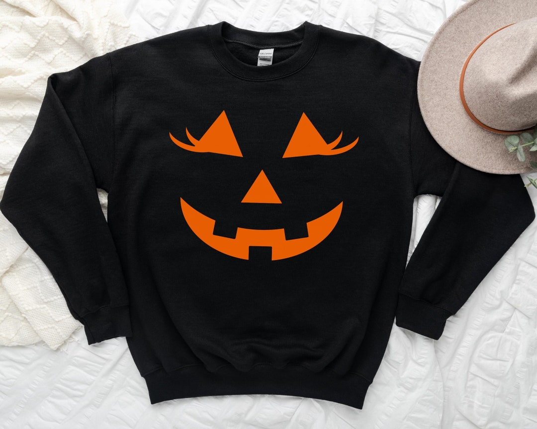Womens Jack-o-lantern Shirt, Pumpkin Face Sweatshirt Jackolantern Funny ...