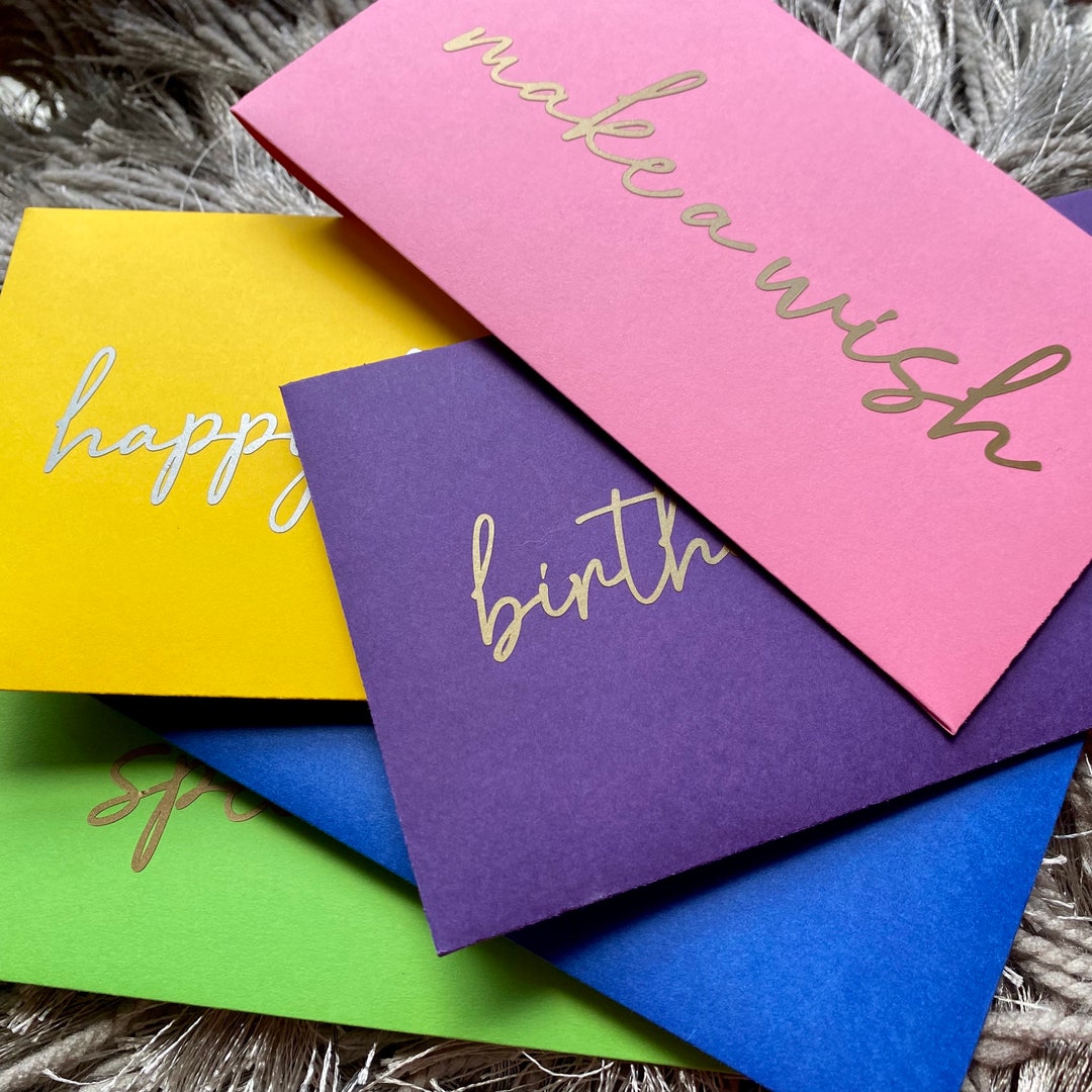 Set of 5, Assorted Multi-color Birthday Envelopes // Self-adhesive ...