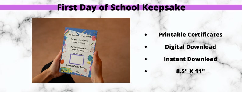 2022 Printable DIY First Day of School Keepsake Certificate, Instant ...