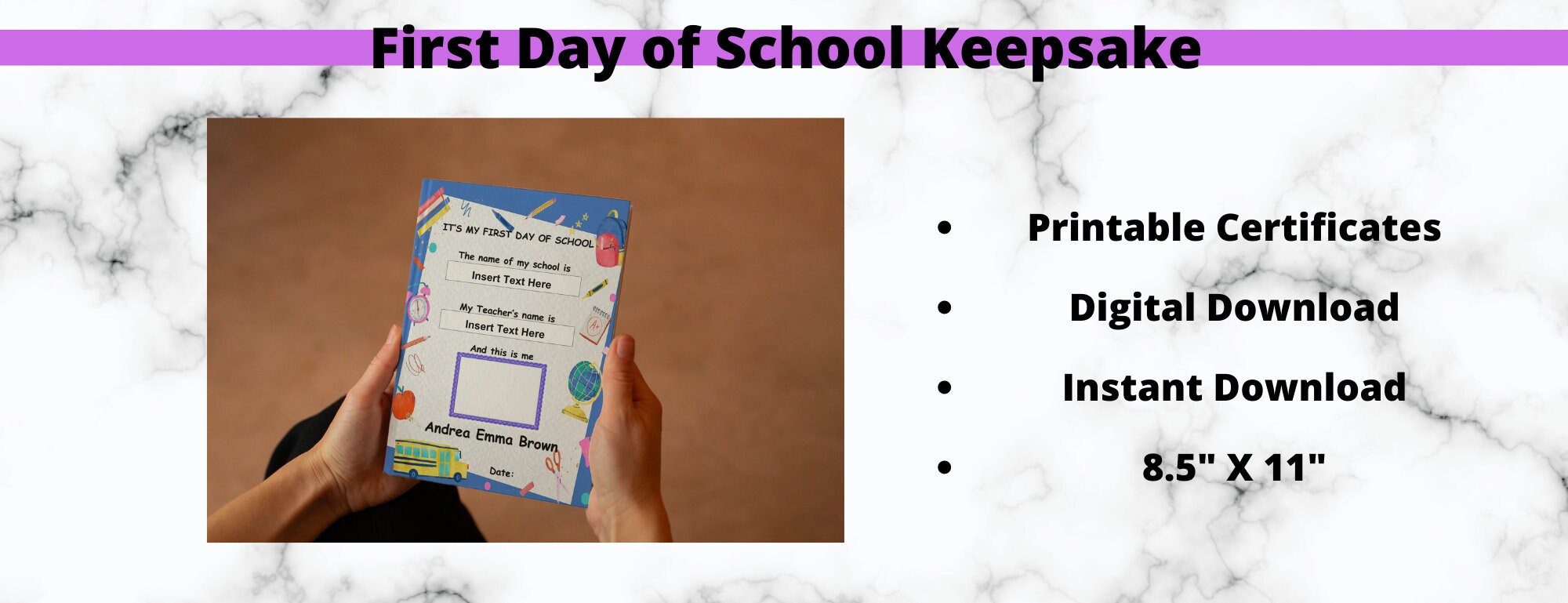 2022 Printable DIY First Day of School Keepsake Certificate, Instant ...