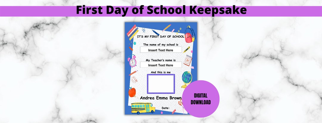 2022 Printable DIY First Day of School Keepsake Certificate, Instant ...