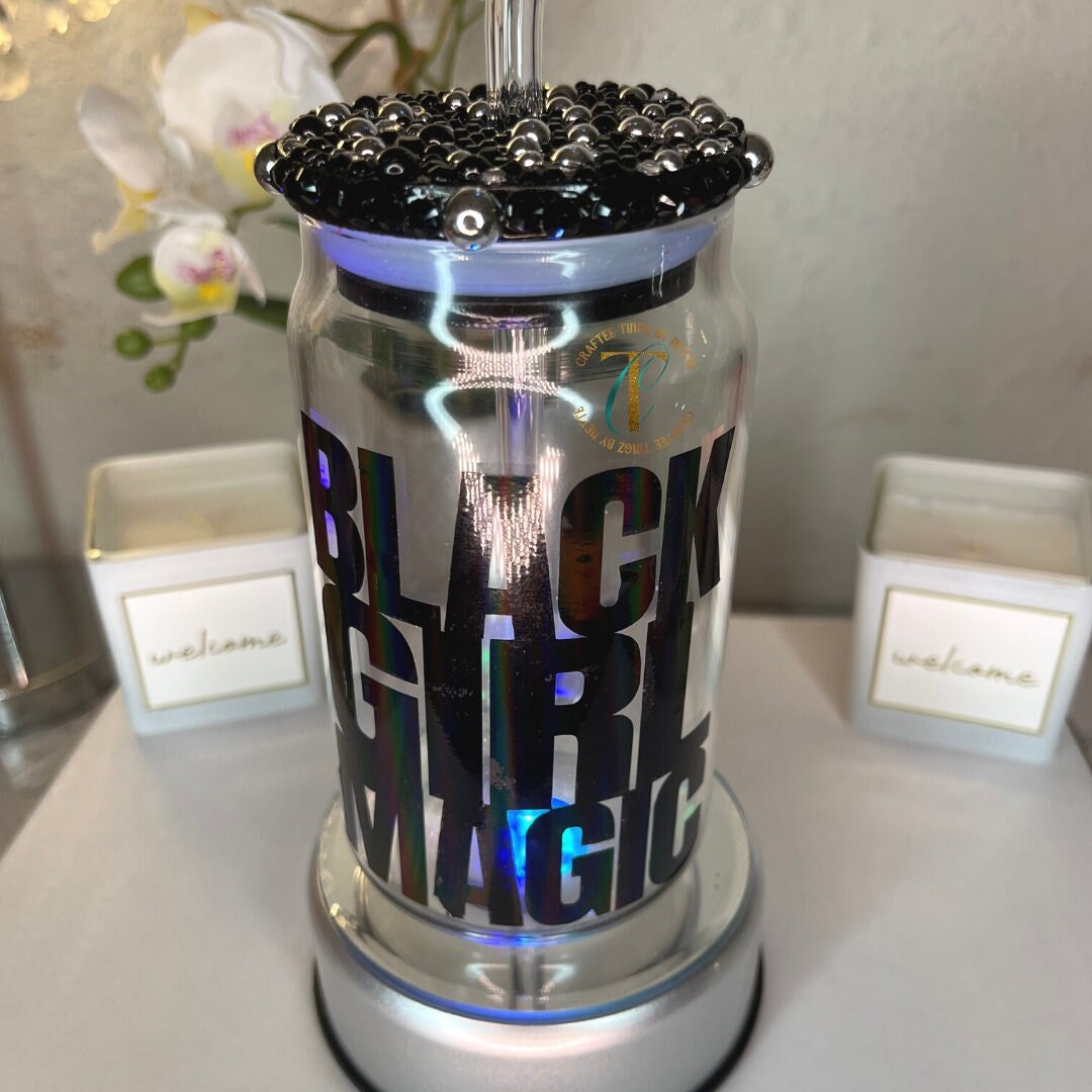 Black Girl Magic Personalized Glass Tumbler With Bling Lid, Gift for ...