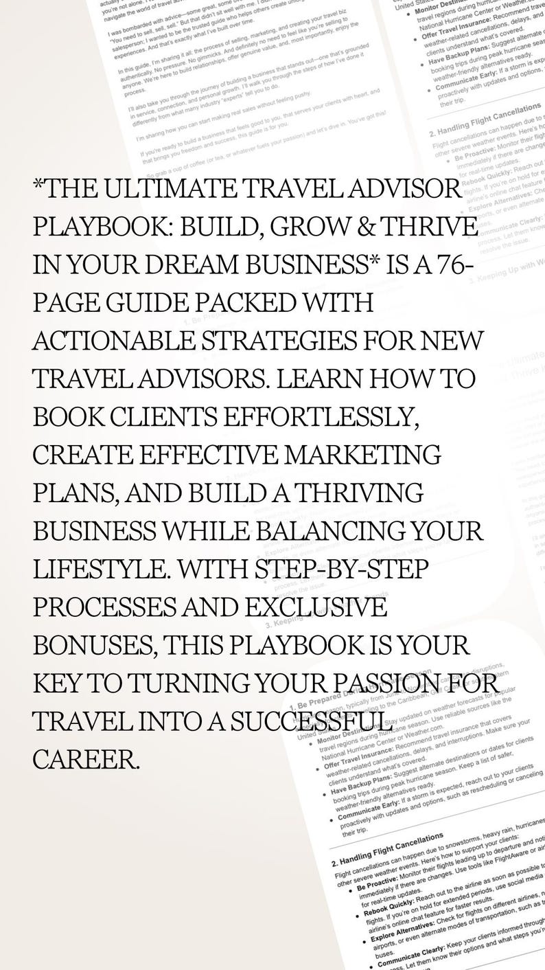 Ultimate Travel Advisor Playbook | Travel Agent Guide for New Advisors ...
