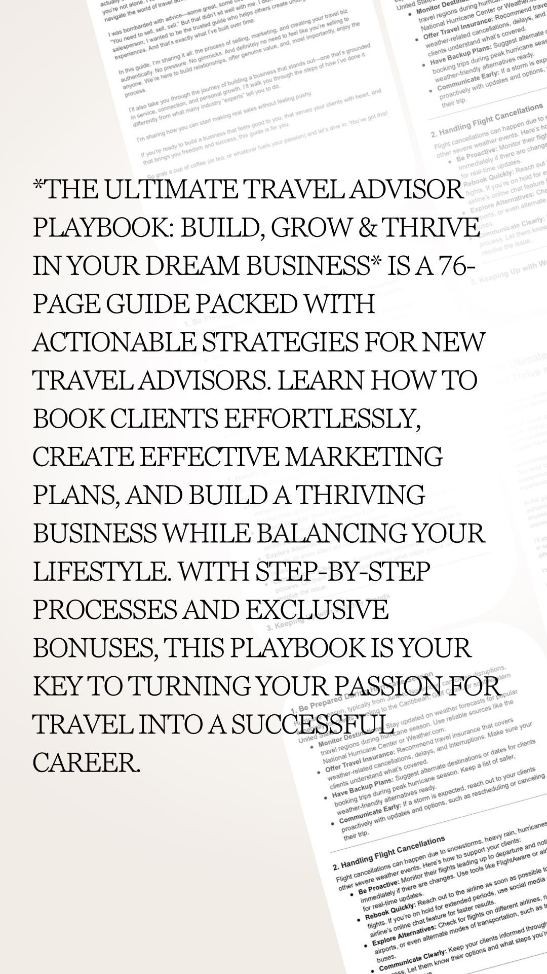 Ultimate Travel Advisor Playbook | Travel Agent Guide for New Advisors ...