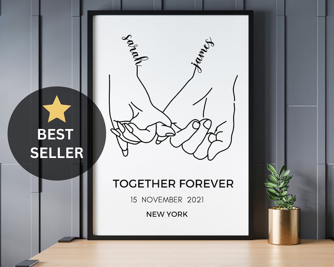 Personalised Couple Hand in Hand Print for Couples Gift for - Etsy