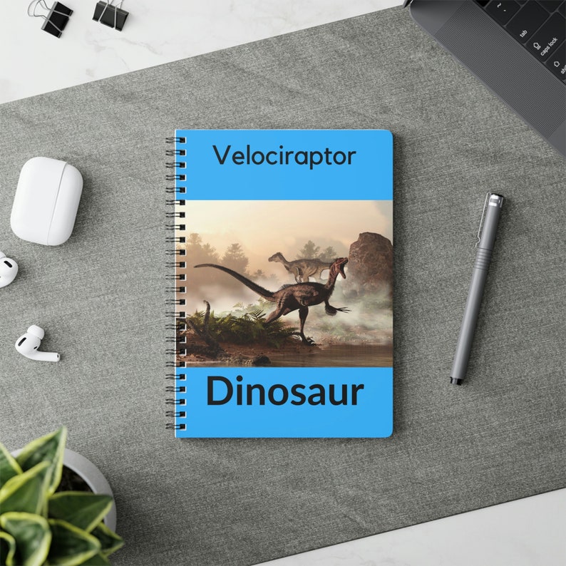 Velociraptor Dino Spiral Notebook | Softcover Notebook A5 | for ...