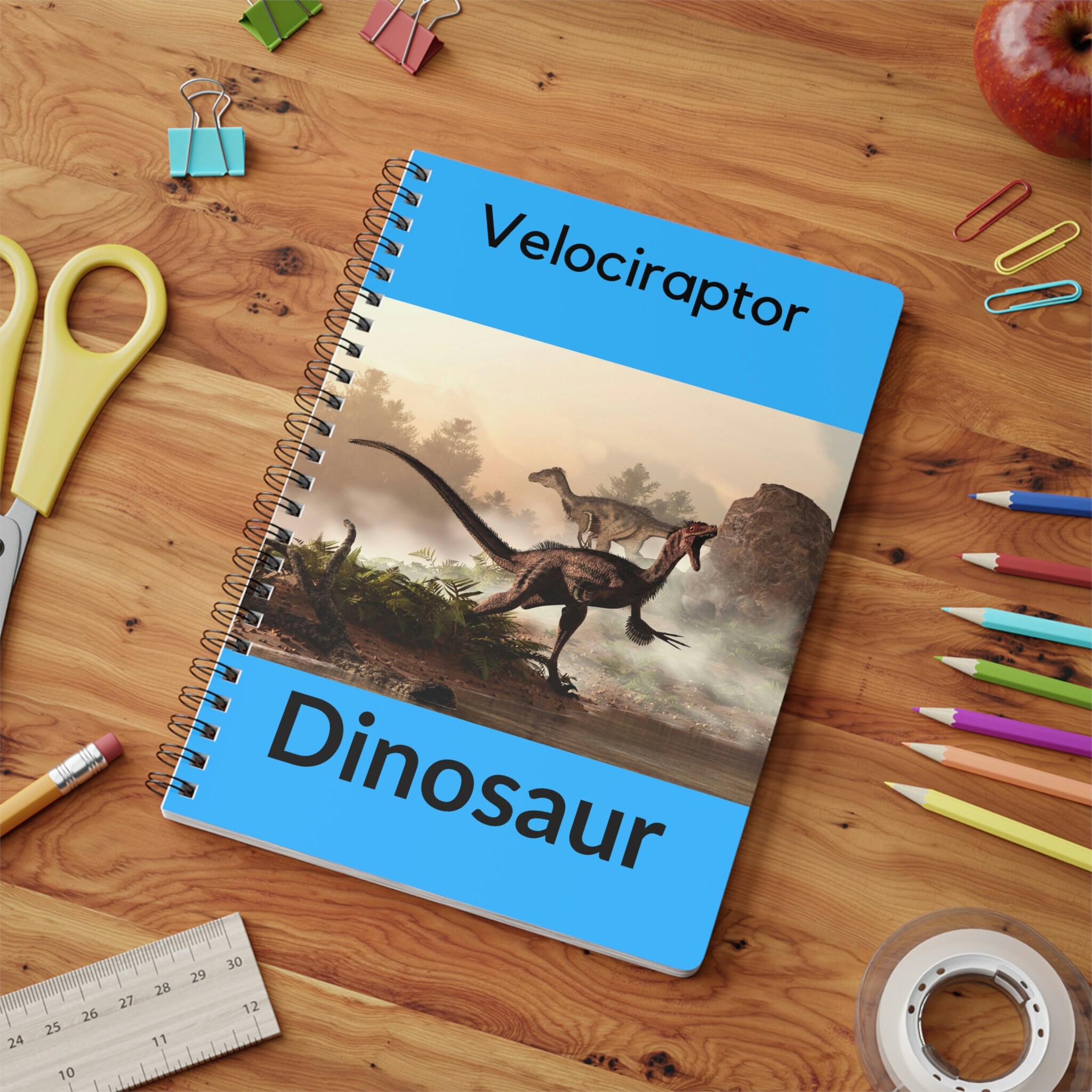 Velociraptor Dino Spiral Notebook | Softcover Notebook A5 | for ...
