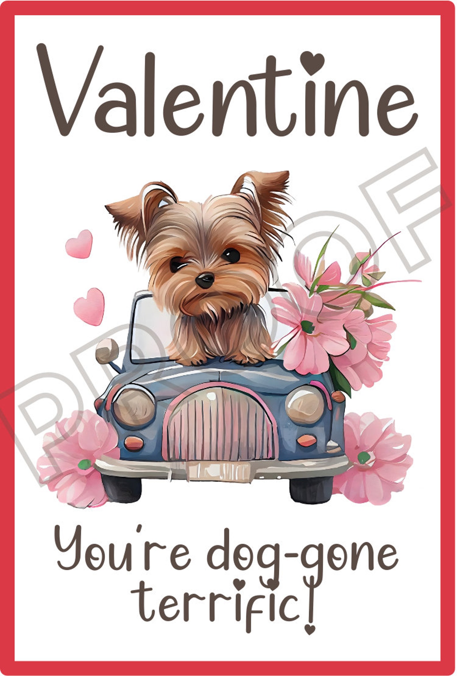 Printable Yorkie Valentine's Day Card Dog Valentine's Day Card Kid's ...