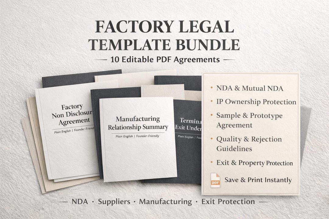 Factory Legal Template Bundle | NDA, Supplier & Manufacturing ...