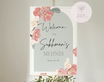 Welcome Sign Mendhi Sangeet Wedding Sign Customisable Anand Karaj ...