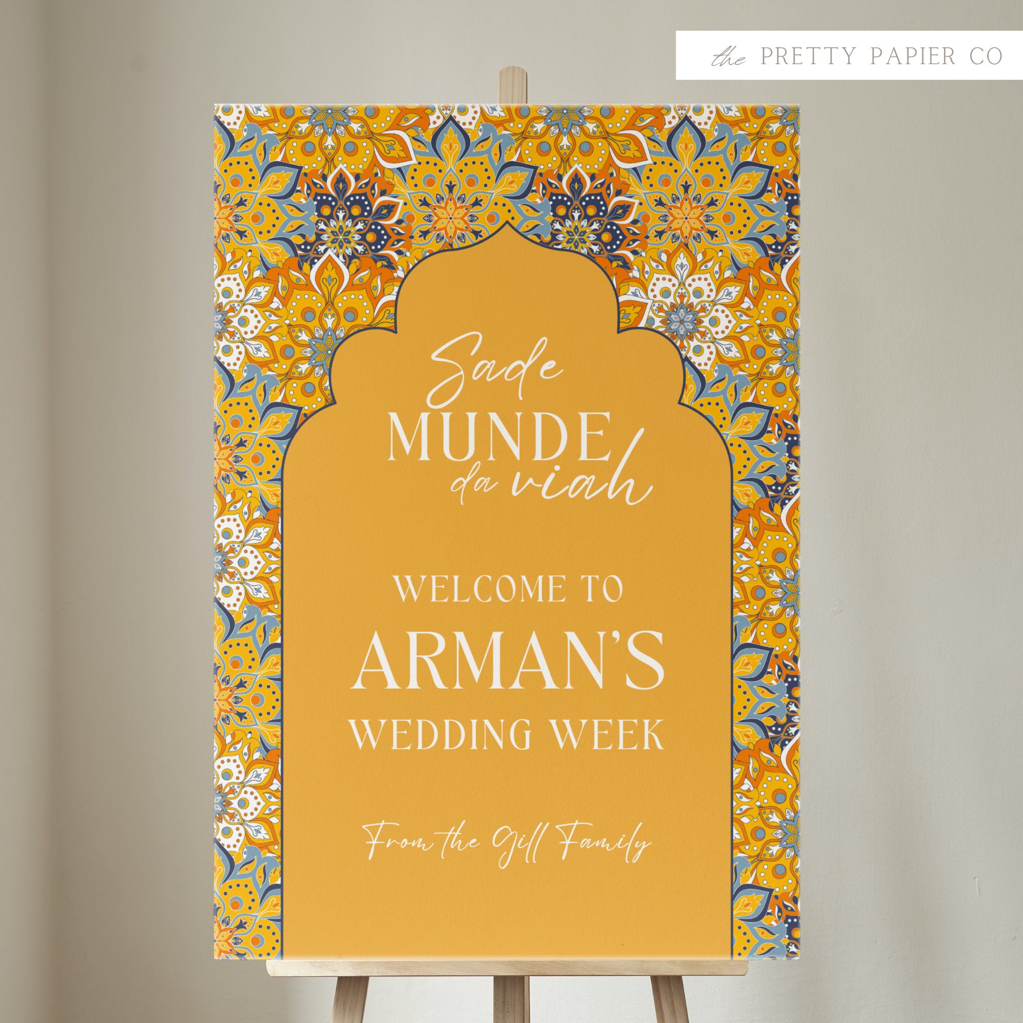 Sade Munde Da Viah Indian Welcome Sign Customizable Anand Karaj ...
