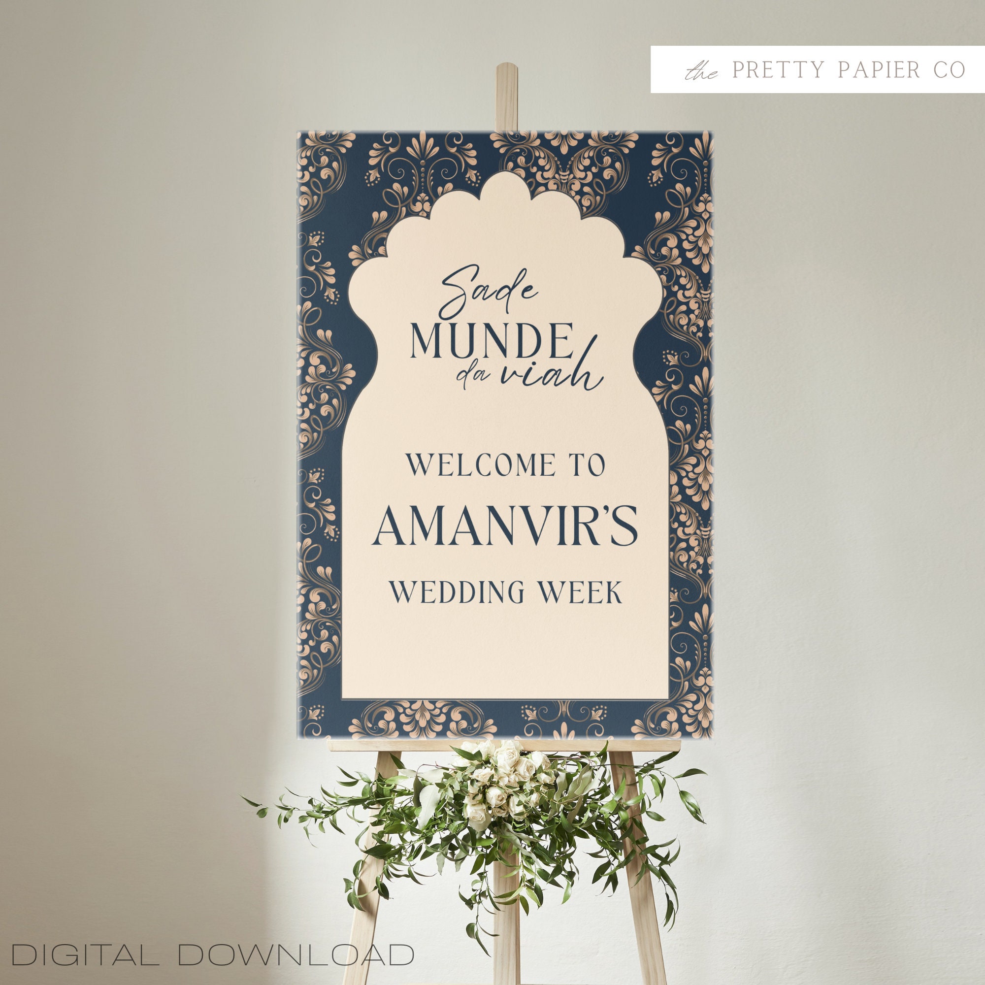 Sade Munde Da Viah Indian Welcome Sign Customizable Anand Karaj ...