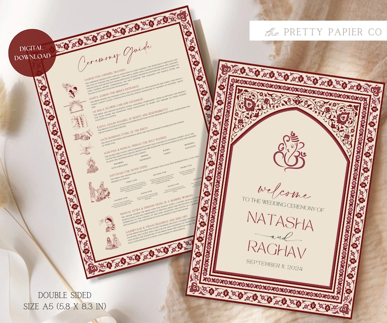 Hindu Wedding Program, Indian Wedding Program, Hindu Ceremony Guide ...