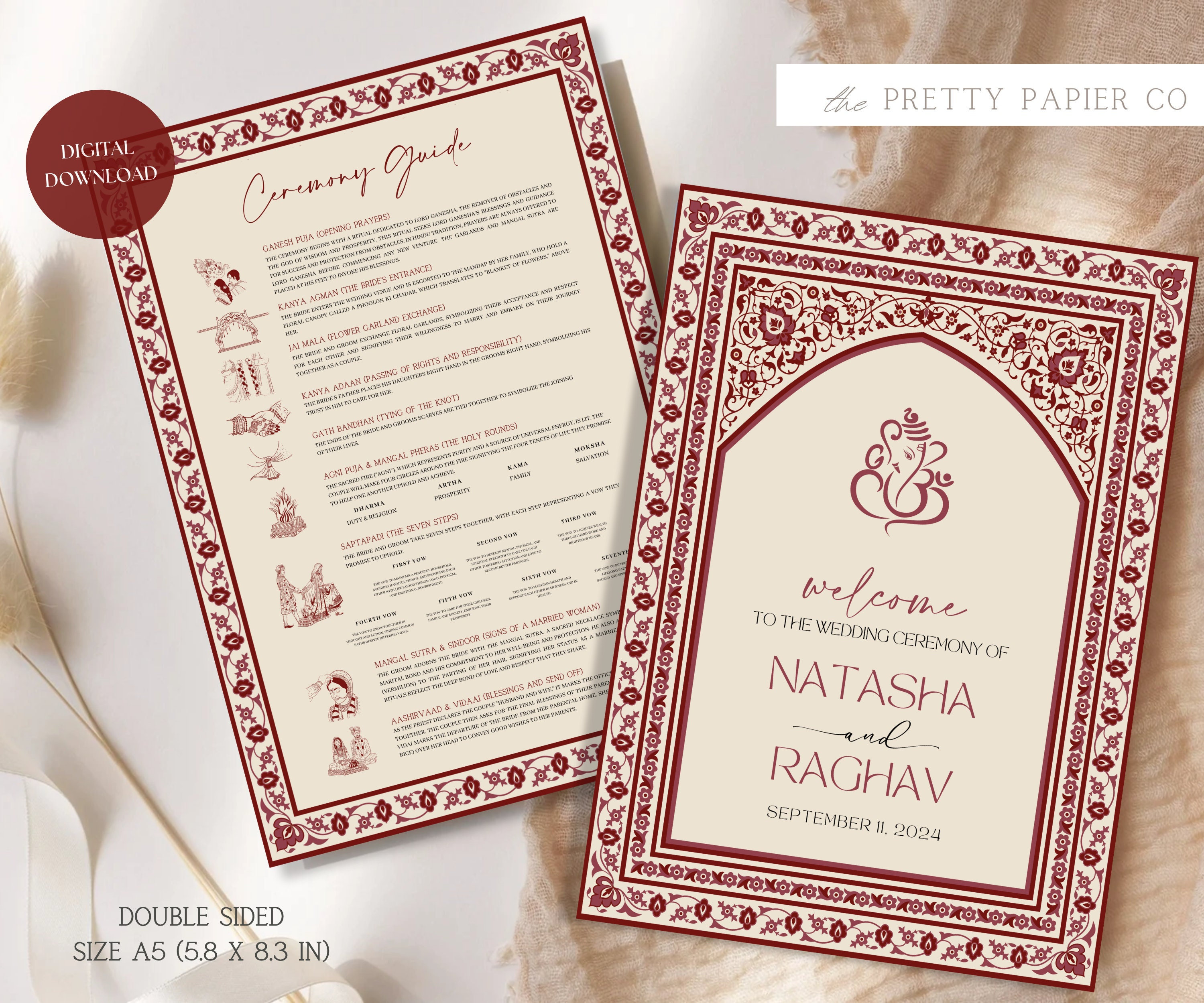 Hindu Wedding Program, Indian Wedding Program, Hindu Ceremony Guide ...