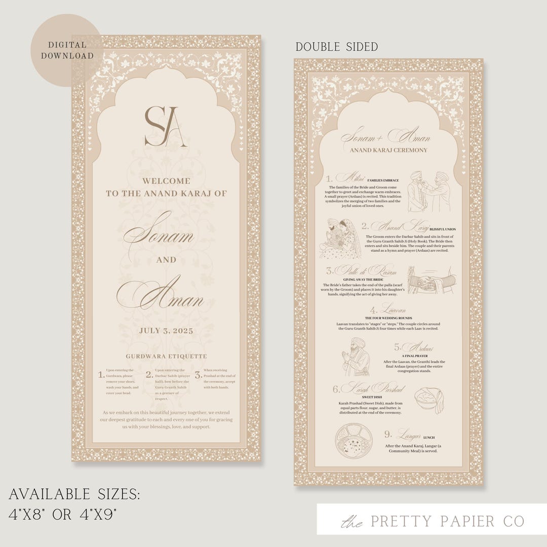 Sikh Wedding Program, Anand Karaj Program, Sikh Ceremony Guide, Sikh ...