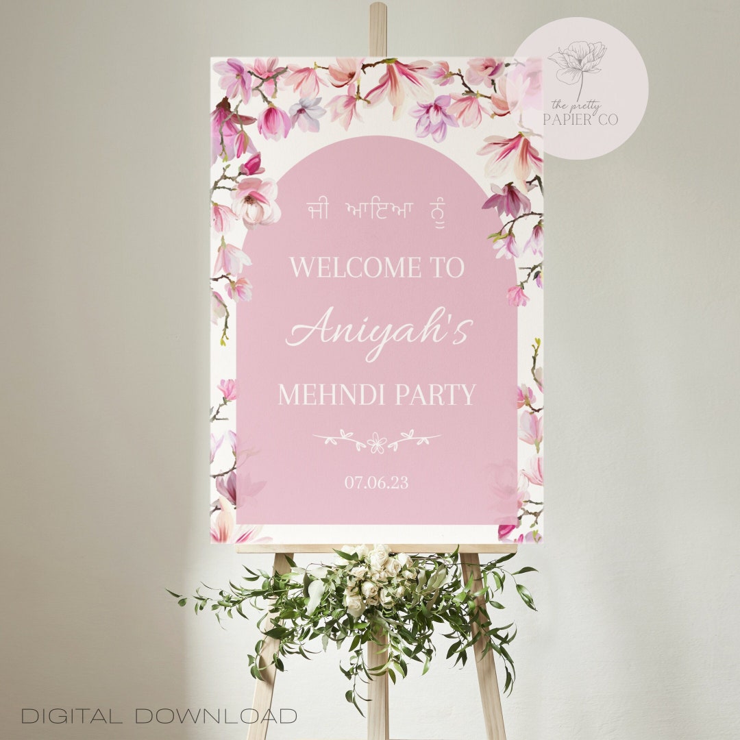 Welcome Sign | Mehndi Party Sign | Customizable | Anand Karaj ...