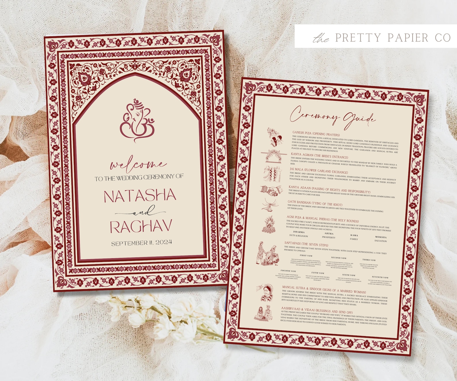 Hindu Wedding Program, Indian Wedding Program, Hindu Ceremony Guide ...