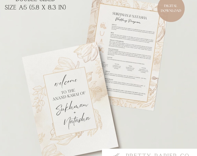 Printable Indian Wedding Card Printable Sikh Wedding Card Punjabi ...