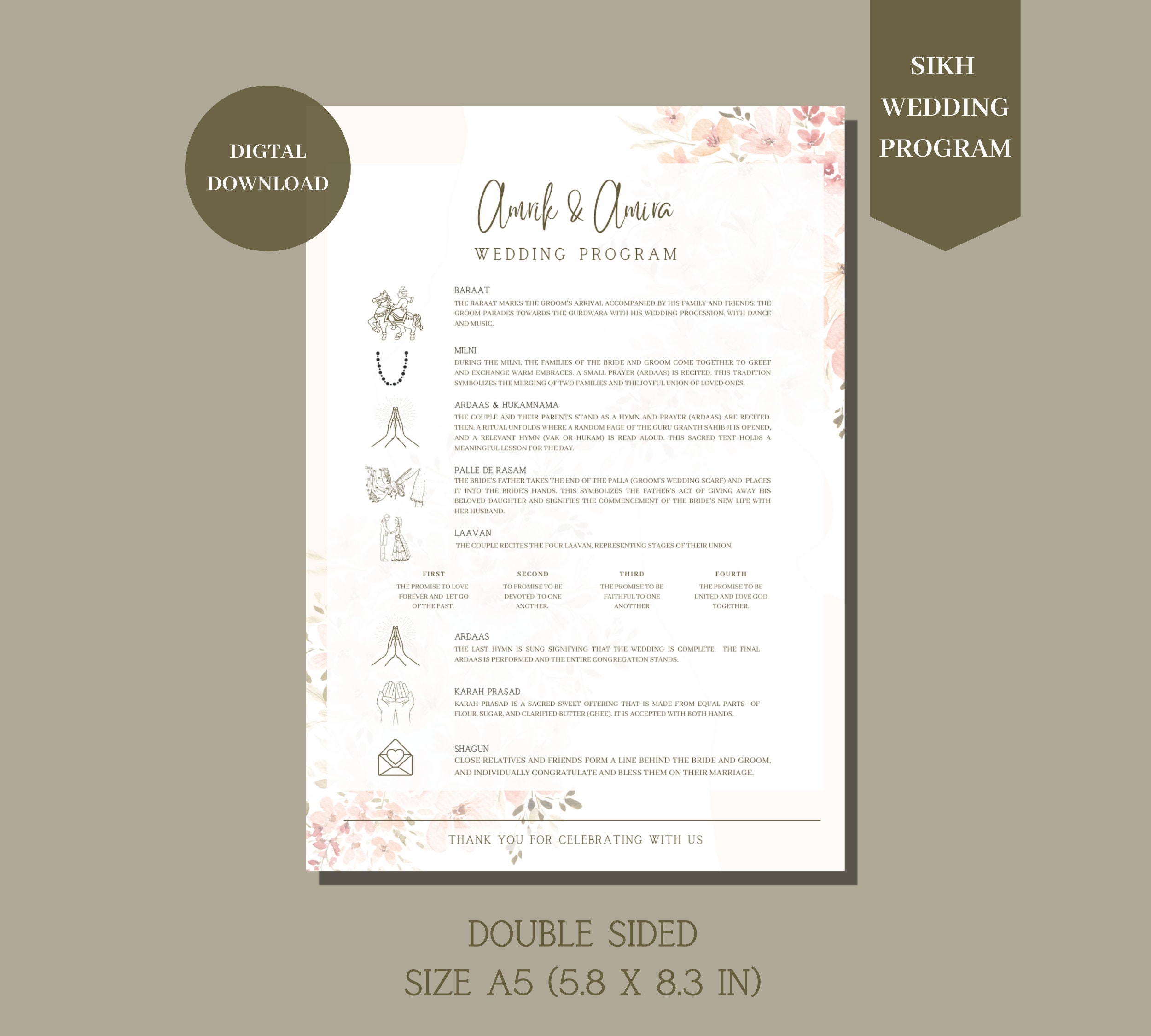 Sikh Wedding Program, Anand Karaj Program, Sikh Ceremony Guide, Sikh ...