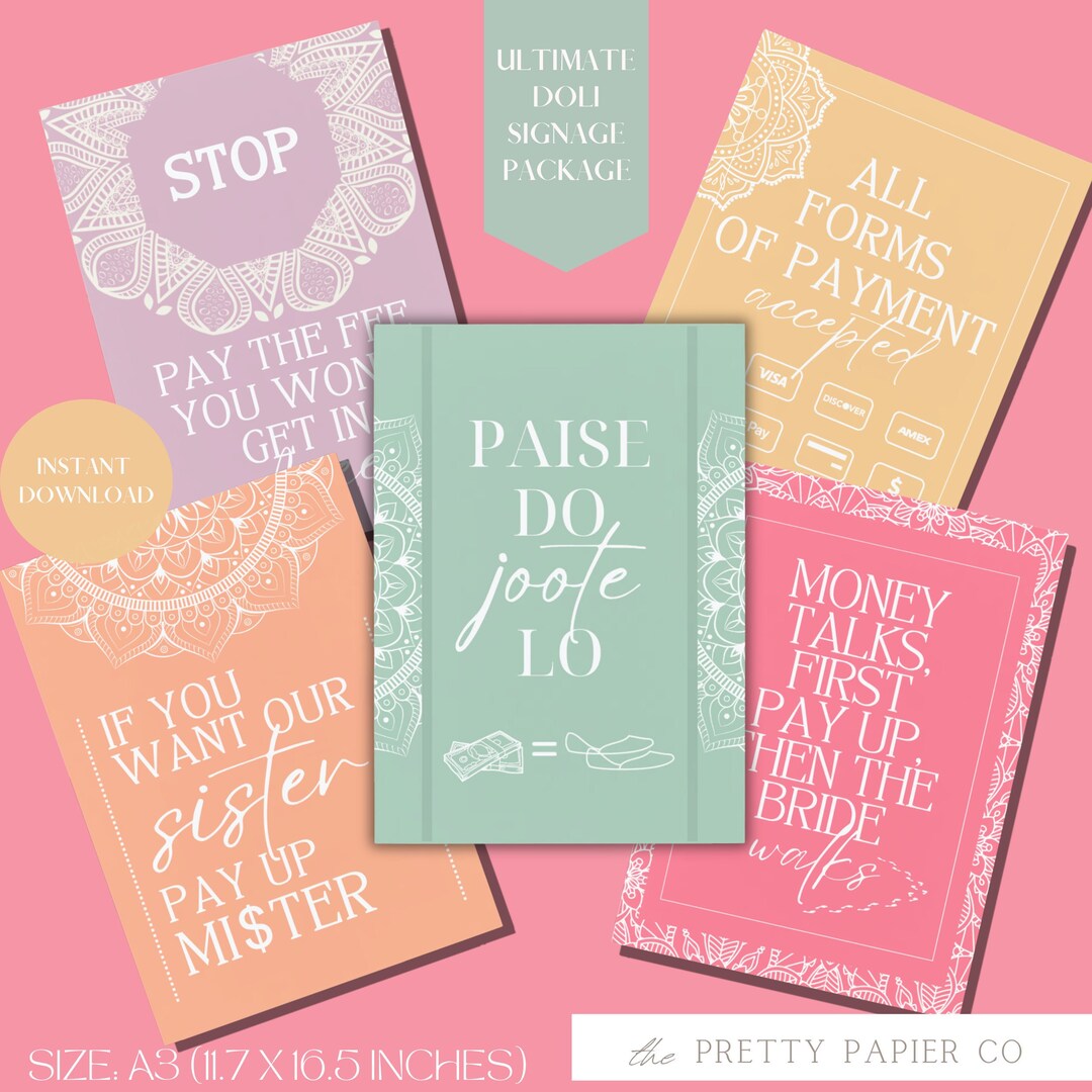 Doli Sign Bundle | Ribbon Ceremony | Doli Sign | Bridal Party Signage ...