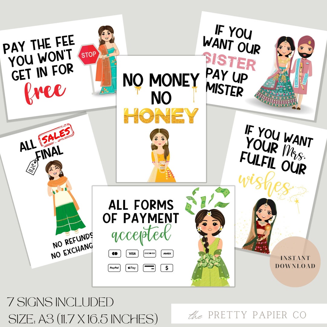 Doli Sign Bundle Ribbon Ceremony Doli Sign Bridal Party Signage No ...