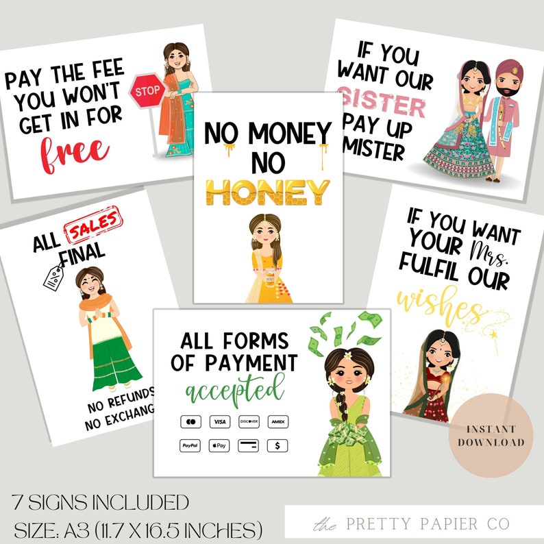 Doli Sign Bundle Ribbon Ceremony Doli Sign Bridal Party - Etsy Canada