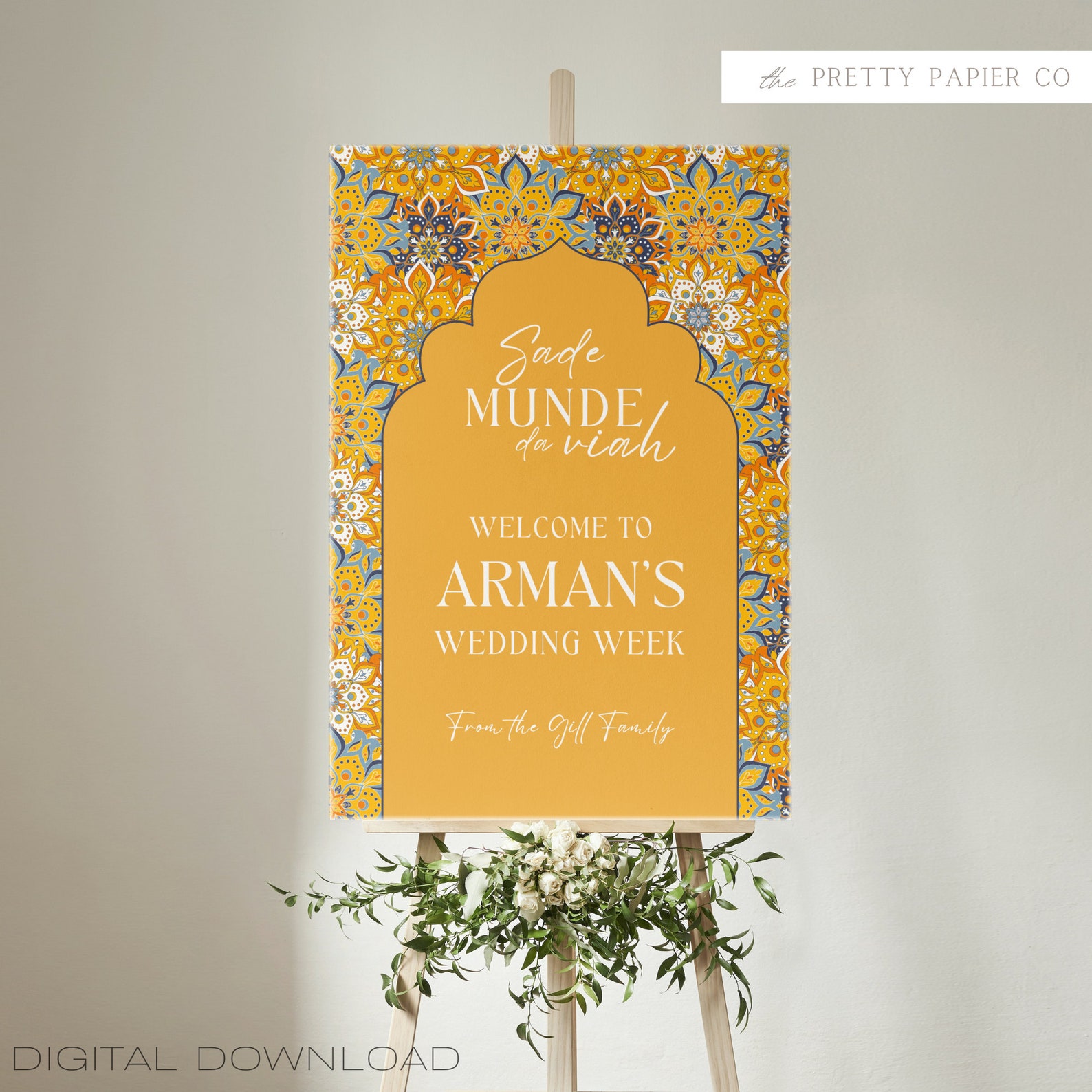 Sade Munde Da Viah Indian Welcome Sign Customizable Anand Karaj ...