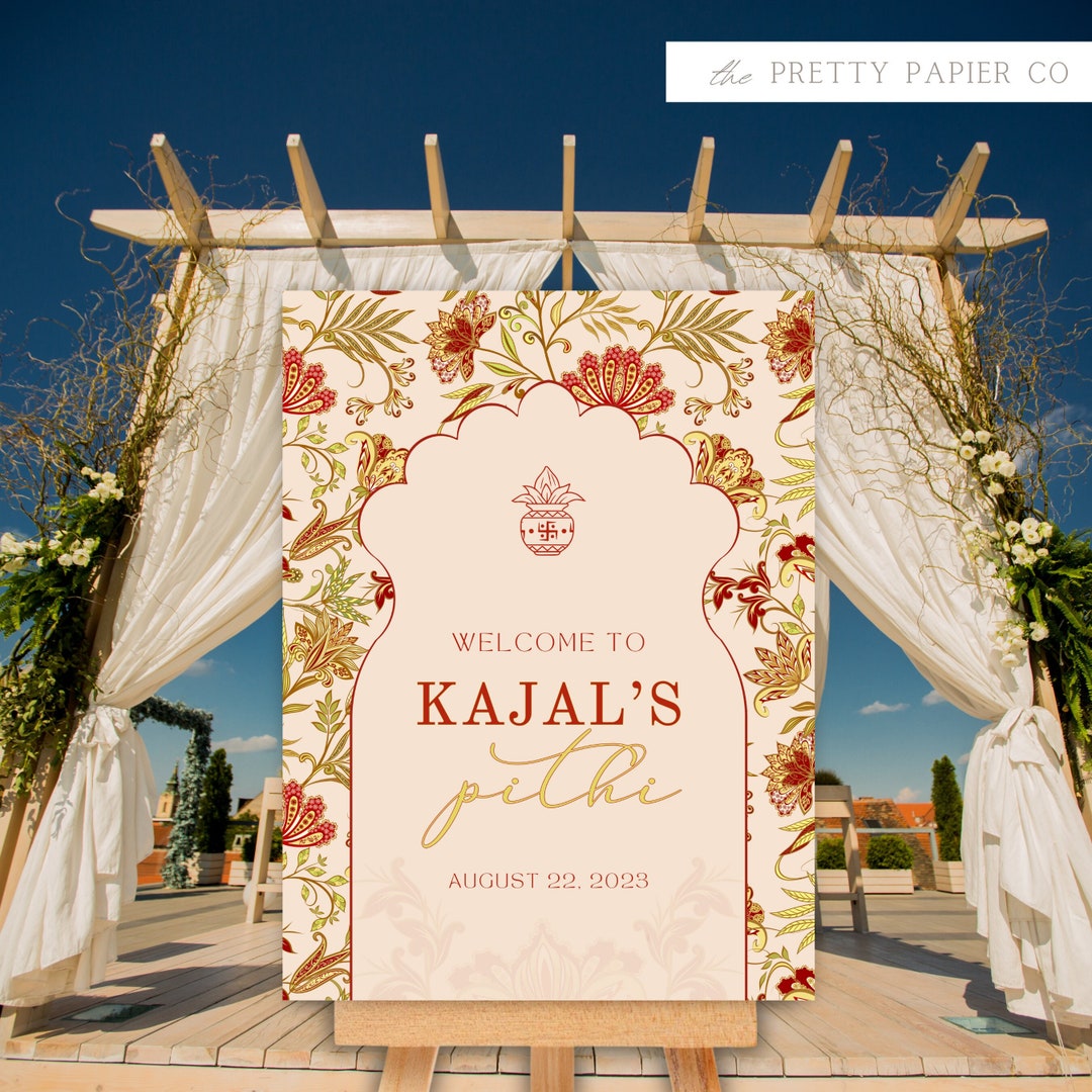 Welcome Sign | Pithi/haldi Wedding Sign | Customizable | Hindu Welcome ...