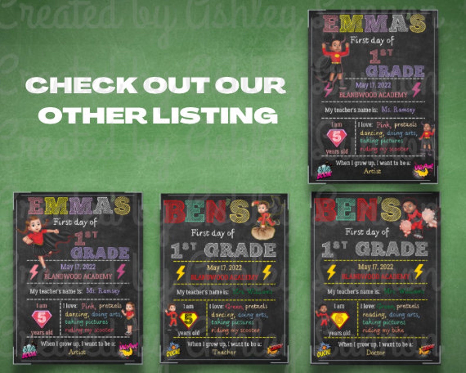 Superhero Theme First Day of School Sign Reusable and Editable Canva ...