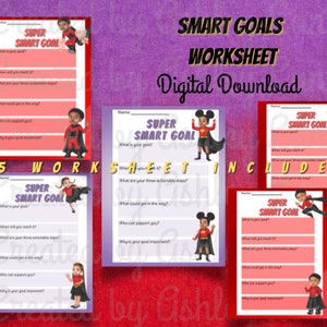 5 Elementary School Super Smart Goals Worksheet, Superhero Theme Kids ...