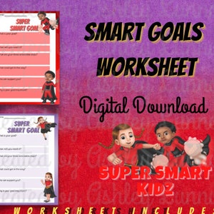 5 Elementary School Super Smart Goals Worksheet, Superhero Theme Kids ...