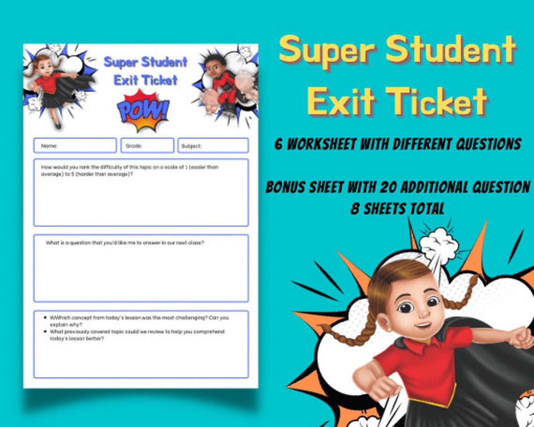 8 Super Student Classroom Exit Ticket Printable Worksheets, Teacher ...
